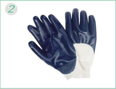 China Blue Nitrile Coated Industrial Protective Gloves With Fleeced Jersey Cotton Liner factory