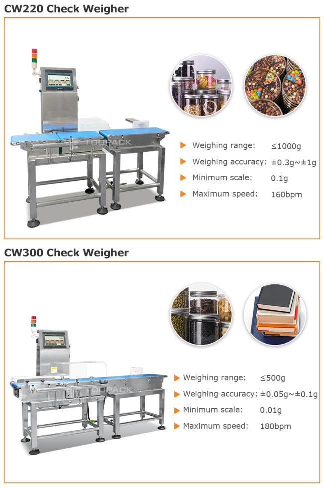 Industrial check weigher side view showing construction