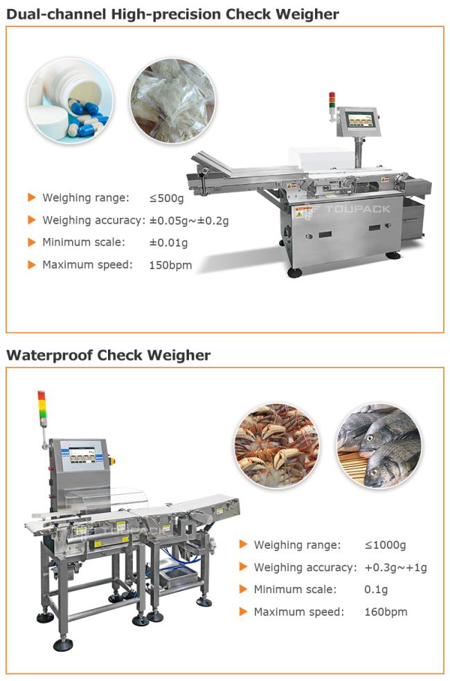 Checkweigher conveyor detail showing product handling