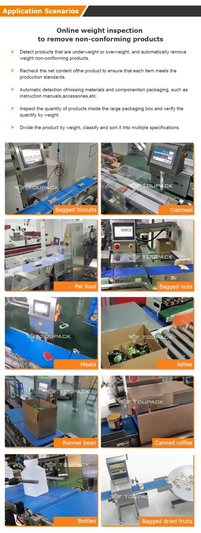 Checkweigher conveyor belt with packaged goods