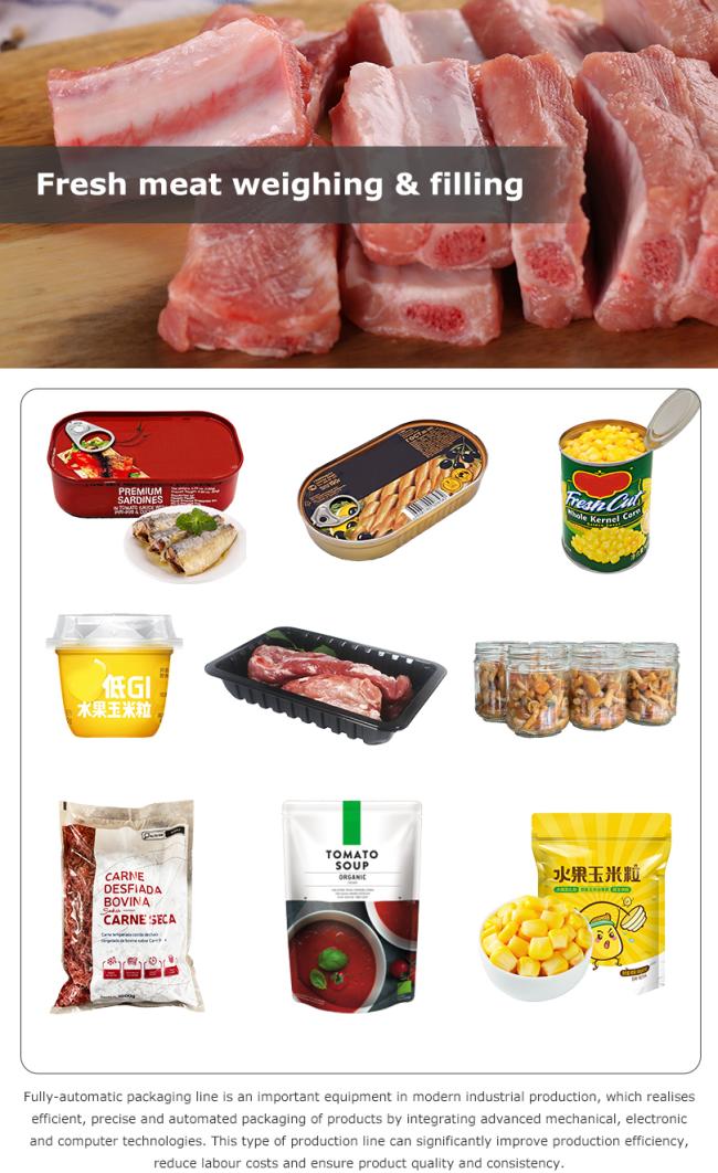 Meat packaging machine processing frozen fish