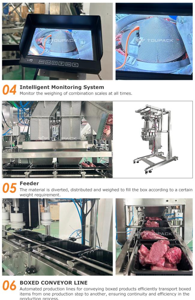Meat packaging machine in operation