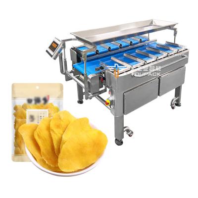 China Dried Mango Automatic Multi-Station Belt Conveyor Aquatic Sea Cucumber Fish Fillet Tabletop Target Weight Counterweight Machine for sale