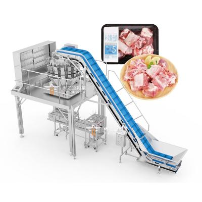 Cina Confezionatrice automatica per pesare e confezionare completamente pesce surgelato, pollo, tacchino, manzo, polpette - Confezionatrice per carne per costine in vendita