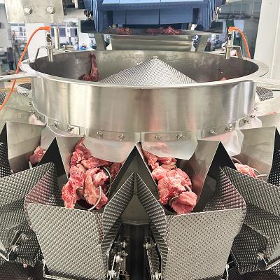 Cina Confezionatrice automatica per pesare e confezionare completamente pesce surgelato, pollo, tacchino, manzo, polpette - Confezionatrice per carne per costine in vendita