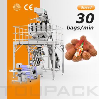 China Automatic Onion Mesh Bag Packing Machine with Clipper and Labeling System for sale
