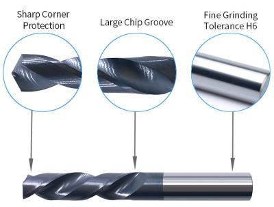 China Straight Flute Carbide Drill Bits Met Tungsten Steel Grade Titanium Nitride Coating Te koop