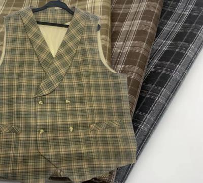 China Checked Fabric Grid Chequer Fabric 50%Polyester 50%Polyester 250gsm  Shirt Vest Suit Blazer Fabric for sale