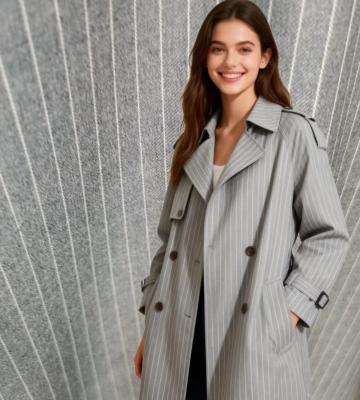 China 25%Rayon 75%Polyester 230gsm Vertical-Striped RT coat Fabric for sale