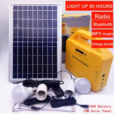 China Multi-Function 6W Solar Panel 4.5ah Battery Mobile Solar Power Home Light with 2 Bulb for sale
