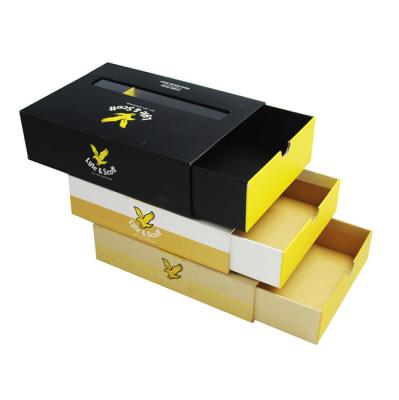 Cina Scatola di finestra della biancheria intima dell'ANIMALE DOMESTICO del PVC che imballa stampando stile scorrevole del cassetto del cartone del nero di Matt in vendita