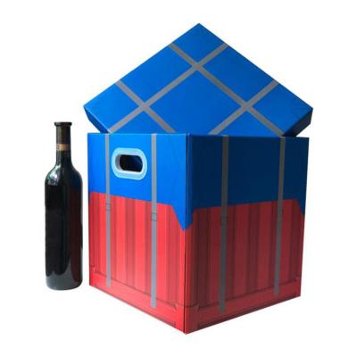 Cina Fondo su misura dimensione d'imballaggio del campione libero del regalo blu del contenitore di vino del cartone in vendita