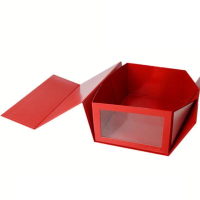 Cina Contenitori di scarpa rossi riciclati abitudine del cartone con finestra di plastica dei pp la chiara in vendita