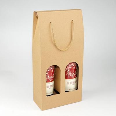 China Bereiten Sie Wein-Kasten-Pappe des Wellpappen-Wein-Kasten-/2 Flasche mit Griff auf zu verkaufen