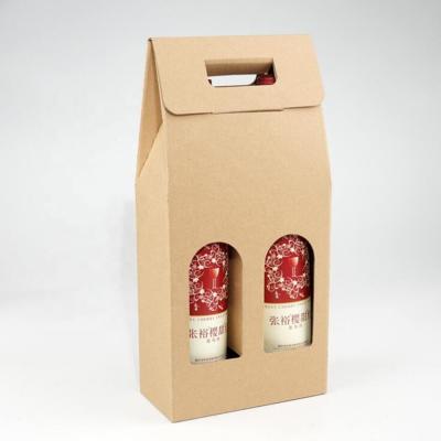 Cina Ricicli il cartone del contenitore di vino del contenitore/2 bottiglie di vino del cartone ondulato con la maniglia in vendita