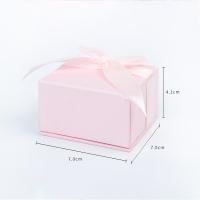 China Paper Pendant Necklace Ring Packaging Box With Pink Bow Square Shape for sale