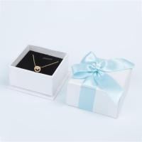 China Paper Pendant Necklace Ring Packaging Box With Pink Bow Square Shape for sale