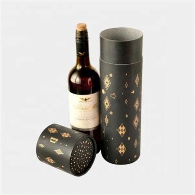 China Kundenspezifischer schwarzer runder Geschenk-Pappwein-Papierkasten zu verkaufen