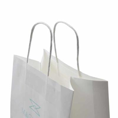Cina Sacchi di carta su ordinazione di Kraft con il commestibile bianco di colore della maniglia di lunghezza della mano in vendita
