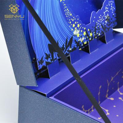 Cina Logo Magnetic Folding Gift Box su ordinazione con il lusso piano rigido del nero del cartone del nastro in vendita