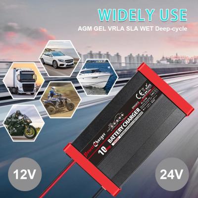 Cina Caricatore astuto BAGNATO 12V 24V 10Amp accumulatore per di automobile di AGM del GEL automatico di 5 fasi in vendita