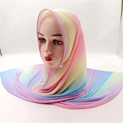 China 2022 Fashion rainbow Pattern Hijab Gradient Ramp Scarf Newest Design Women Shawl for Muslim Women for sale