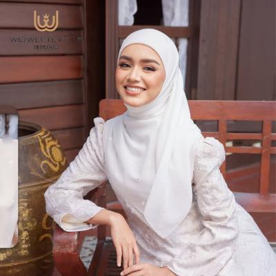 China Custom  High Quality Luxury Islamic Headscarf Women Plain Dyed Solid Color Square Style Cotton Voile Hijab Shawl for sale
