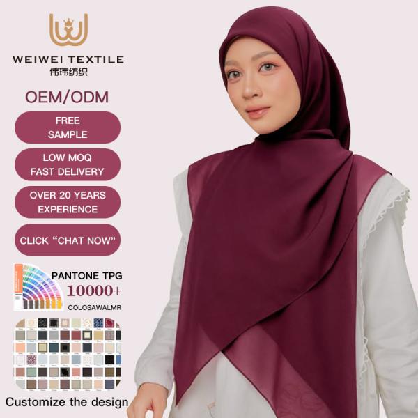 Quality Wholesale Tudung-borong Square Muslim Musulman Tudung Bawal Bidang 55 Spring Fancy Cotton Voile Hijab Ethnic Scarves & Shawls for sale
