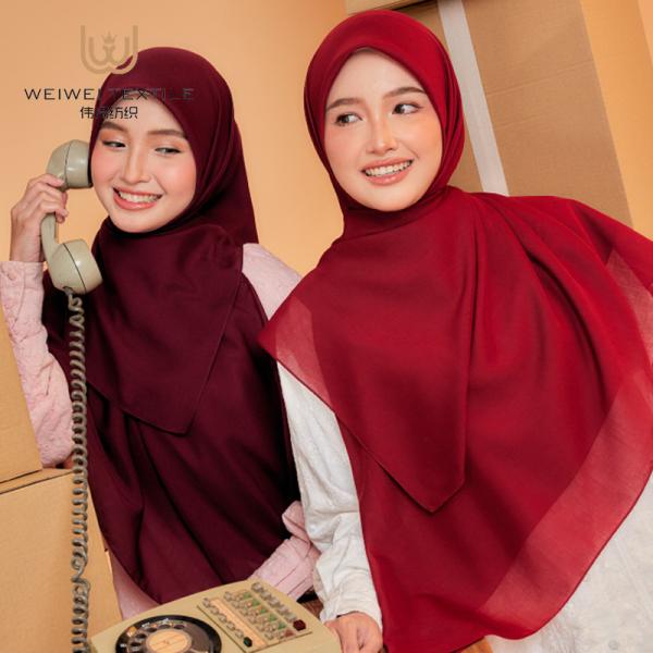 Quality High Quality Tudung Bawal Solid Breathable Square Muslim Women Spring Summer Ethnically Inspired Scarf Shawl Cotton Voile Hijab for sale