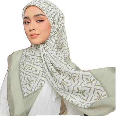 China New Arrival Bawal Printing Hijab Scarf Hijab Ironless Malaysia Printed Cotton Voile Bawal Tudung Muslim square Shawl for sale