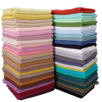 China Customized Wholesale Solid Color Malaysian Headscarf Women Turban Scarf Pearl Chiffon Bubble Long Hijab for sale