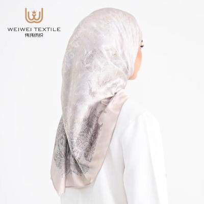 China 2025 New-Design Crepe Satin Muslim Shawl Fashion Ethnic Hijab Print Scarf for Women Traditional Scarves Shawls for sale