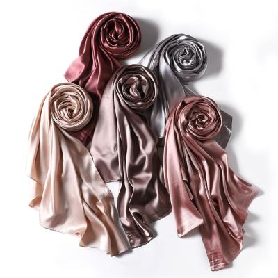 China Custom Logo Wholesale Malaysia Muslim Women Lady Printed Hijabi Polyester Patterned Matte Satin Silk Fabric Shawl Hijab for sale