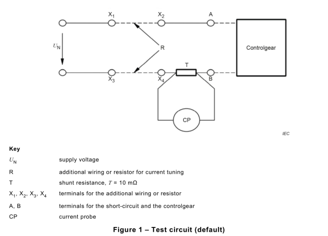 Test circuit diagram showing electrical connections and components