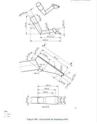 중국 IEC 60335-2-109 준수 무릎 꿇은 어린이 테스트용 발 프로브 (전기 안전 테스트 장비) 판매용