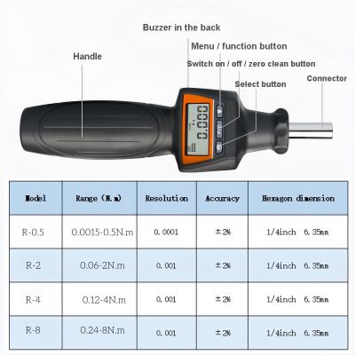 China Digital Torque Gauge and Screwdriver with 0.0015-0.5N.m Range ±2%F.S Accuracy and 1/4 Inch Hexagon Dimension for sale