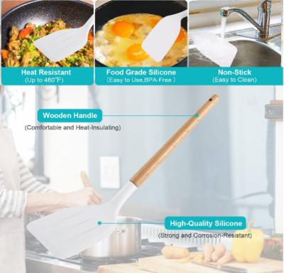 Cina 11 pezzo del silicone dell'utensile termoresistente della cucina mette con il supporto, maniglia di legno in vendita