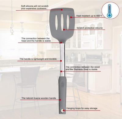 Cina Grey Silicone Kitchen Utensil Set moderno Corrosionfree resistente ad alta temperatura in vendita