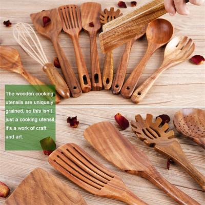 China Scratchfree-Teakholz-hölzerne Kochgeräte, nicht rostende nicht Stock-Küchen-Werkzeuge zu verkaufen