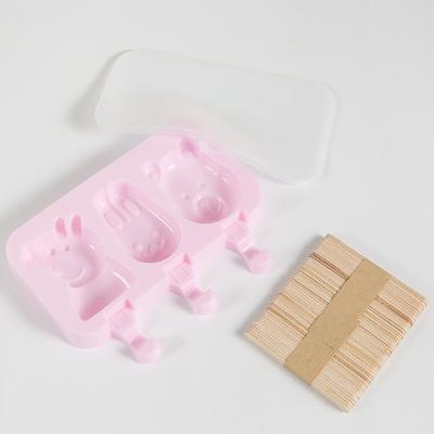 China Molde caseiro do picolé de Household Ice Cream do modelo do cubo de gelo dos desenhos animados do silicone à venda