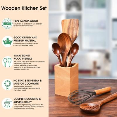 Cina L'utensile di legno della cucina dell'acacia sicura ha messo la lavastoviglie dura antiaderante del cucchiaio in vendita