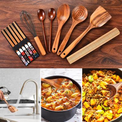 Cina L'utensile di legno della cucina dell'acacia sicura ha messo la lavastoviglie dura antiaderante del cucchiaio in vendita