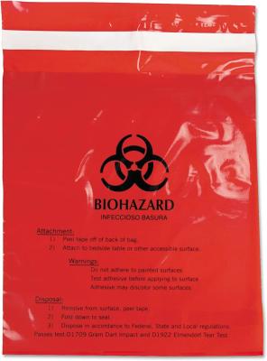 China SACKT ROTER SELBSTKLEBENDER BIOHAZARD-ABFALL CONVINENT 2 MIL 28 X 38 CM EIN zu verkaufen