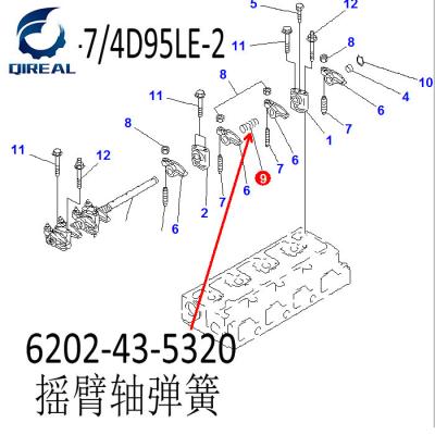 China Rocker arm shaft spring 6202-43-5320 for PC60-7 excavator for sale