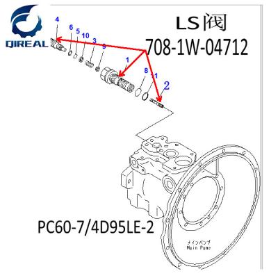 China Hydraulic pump LS Valve 708-1W-04712 for PC60-7 excavator for sale