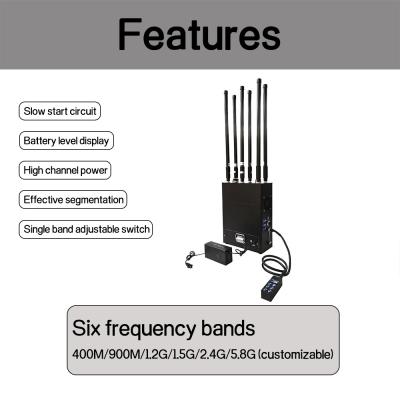 China Portable 50W backpack drone defense 2km 6-band drone detection for sale