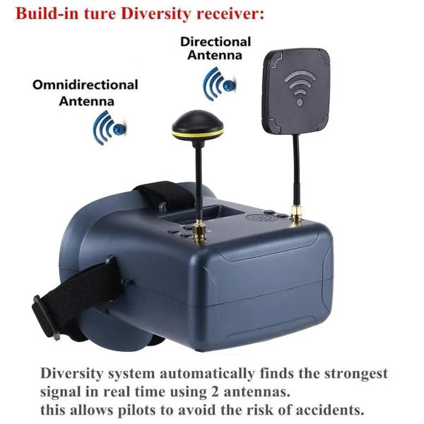 Quality 008D 4.3Inch FPV Accessories Digital DVR Diversity Goggles Dual Antenna 2000mAh for sale