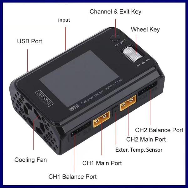 Quality ToolkitRC Dual Channel Mini FPV Accessories Drone Battery Charger Discharger M6D for sale