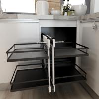 China Soft Closing Pull Out Kitchen Corner Basket 900mm Magic Organizer Tray for sale