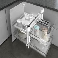 China Soft Closing Pull Out Kitchen Corner Basket 900mm Magic Organizer Tray for sale